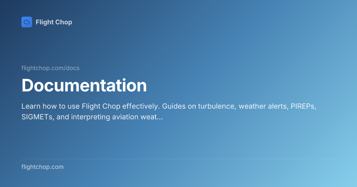 Documentation — Aviation PIREPs, Turbulence & Weather Guides | Flight Chop